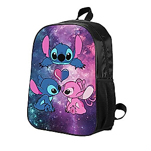 VQESYKU Cartoon School Backpack Set Laptop Backpacks with Lunch Bag Cute Travel Bag Gifts for Boys And Girls, bluepink