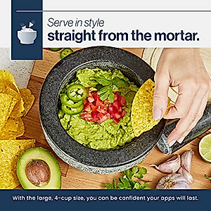 HiCoup Kitchenware 7-Inch Granite Mortar & Pestle Set - Herb, Spice & Guacamole Grinder