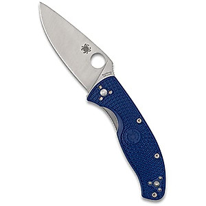 Spyderco Tenacious Lightweight Folding Utility Pocket Knife with 3.39" CPM S35VN Steel Blade and Blue FRN Handle - Everyday Carry - PlainEdge - C122PBL