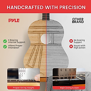 Pyle Beginner Acoustic Guitar Kit, 3/4 Junior Size All Wood Instrument for Kids, Adults, 36" Sun Burst