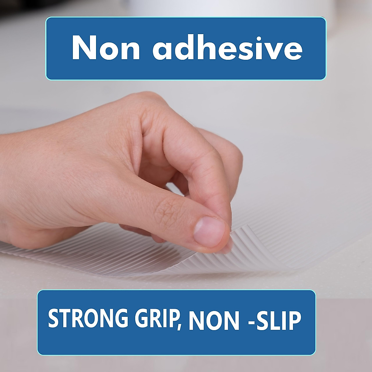 Shelf Liners for Kitchen Cabinets Drawer Liner Non-Slip Cabinet Liners EVA Material Non-Adhesive Shelf Liners Fridge Liner Strong Grip Cabinet Liner. Water & Oil Proof. Gray Strip 18 in X 20 Ft