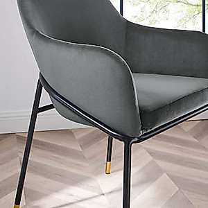 Modway Jovi Performance Velvet Dining Armchair in Black Charcoal