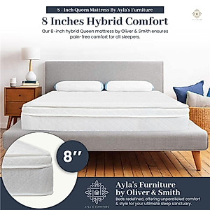 Aylas Furniture Queen Bed Mattress - 8 Inch Hybrid Mattress Queen Size with High Density & Comfort Cold Foam with Continuous Coil Bonnell Springs - Eco-Friendly, Breathable Medium Firm Queen Mattress