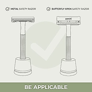 ZOMCHI Safety Razor Stand, Aluminum Alloy Men's Shaving Stand for Bathroom Countertops, Suitable Razors, Hole Diameter 0.425'',Rose Gold