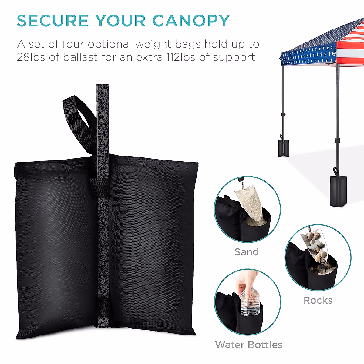 Best Choice Products 10x10ft 1-Person Setup Pop Up Canopy Tent Instant Portable Shelter w/ 1-Button Push, Case, 4 Weight Bags - American Flag