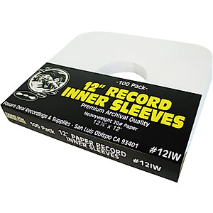 12" Vinyl Record Sleeves - Heavyweight White Paper Inner Sleeves - Archival Quality, Acid-Free! Set of 100#12IW
