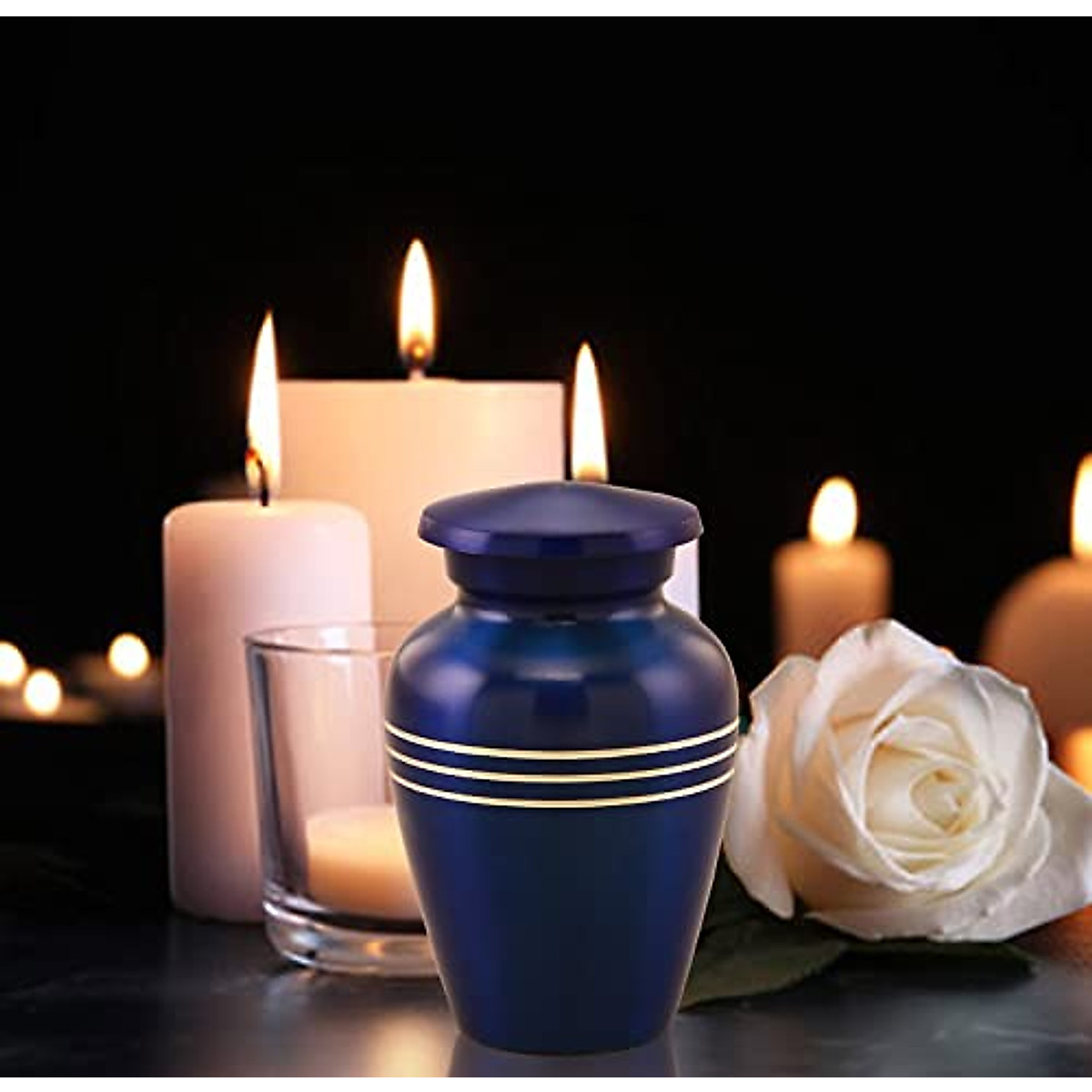 Immortal-Memories Serenity Keepsake Urn for Ashes - Miniature Urns - Mini Jar - Pet Urn -Token Urn with Velvet Bag (Cobalt Blue)