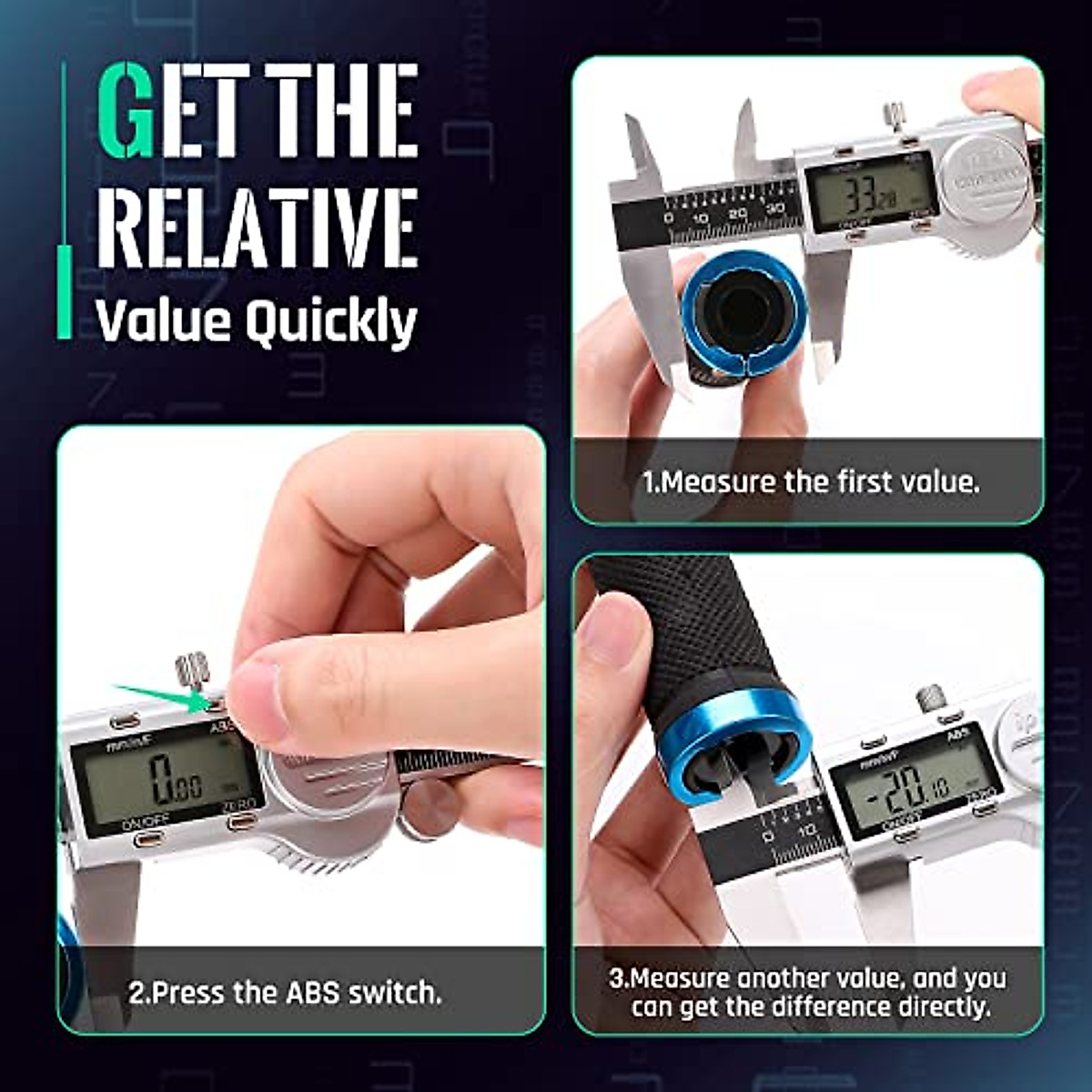 Nuovoware Digital Caliper, 6 Inch /150 mm IP54 Electronic Measuring Tool, Stainless Steel Waterproof Micrometer Vernier Caliper with Auto-Off Large LCD Screen, High Precision Inch/Metric/Fraction