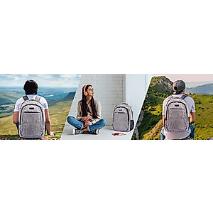 JOSHIOKI Travel Laptop Backpack 17.77 Inch with Anti theft Computer Business Daypack for Hiking,Casual Bag with USB Charging Port Gifts for Men & Women Grey