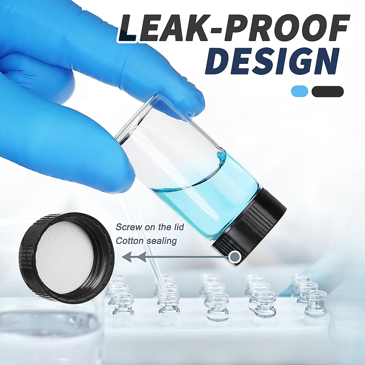 Kesell 20ml 20-Pack Glass Vials with Screw Caps Small Glass Bottles for Essential Oil Clear Vials with Lids