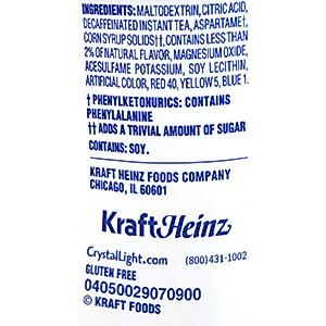 Crystal Light Iced Tea Decaffeinated Lemon Natural Flavor, 12-Quart 1.5-Ounce Canister (Pack of 3)