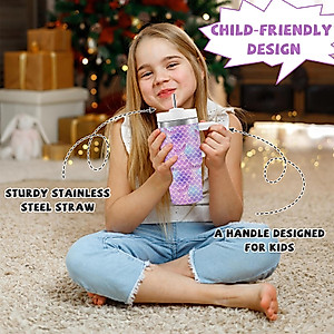 Mermaid Gifts for Women Girls, Mermaid Tail Tumbler with Handle and Straw 14 oz, Stainless Steel Mermaid Cups Mug, Mermaid Stuff, Mermaid Decor for Mermaid Lover for Birthday Valentines Day