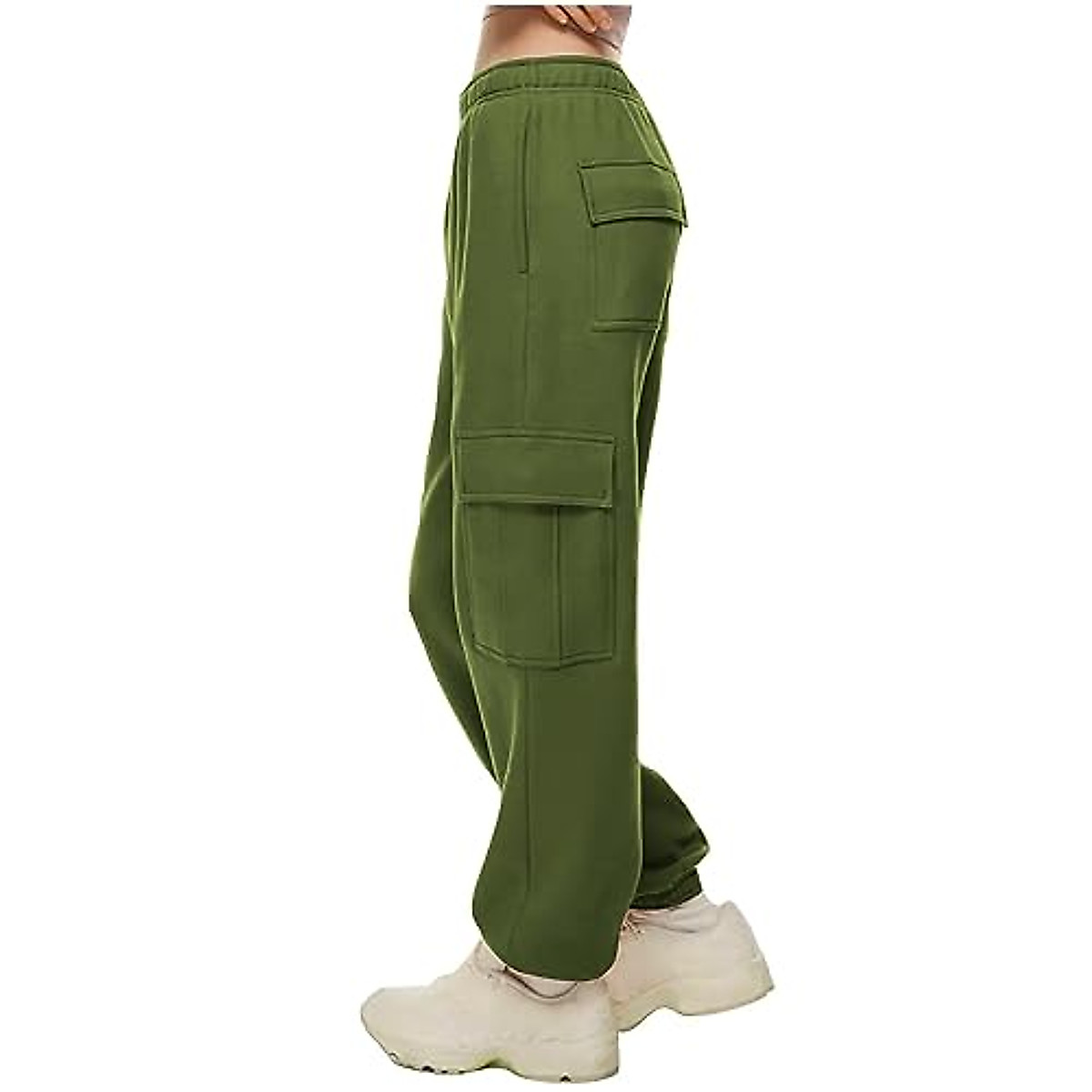 JDHUFEI Womens Cargo Pants Casual Elastic High Waisted Pants Baggy Loose Fit Trousers Pant Comfy Stretch Workout with Pocket