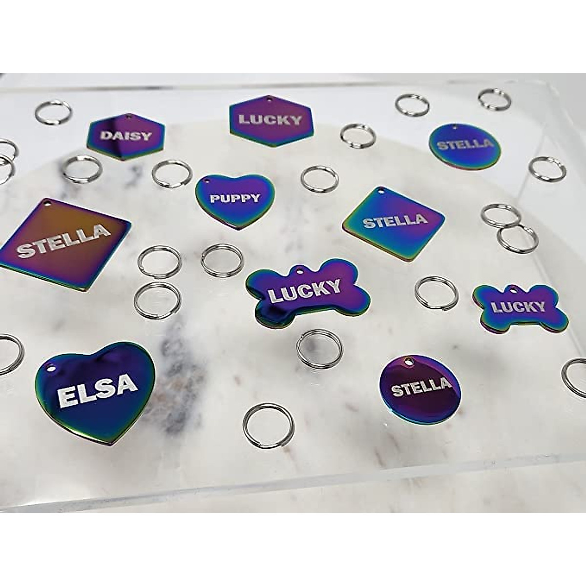 Dr. Fremont's Stainless Steel Custom Pet ID Personalized Engraved Identification Cat and Dog Tags with Custom Text, Many Shapes Including Bone, Heart, Circle (Gold Stainless Steel, Large Bone)