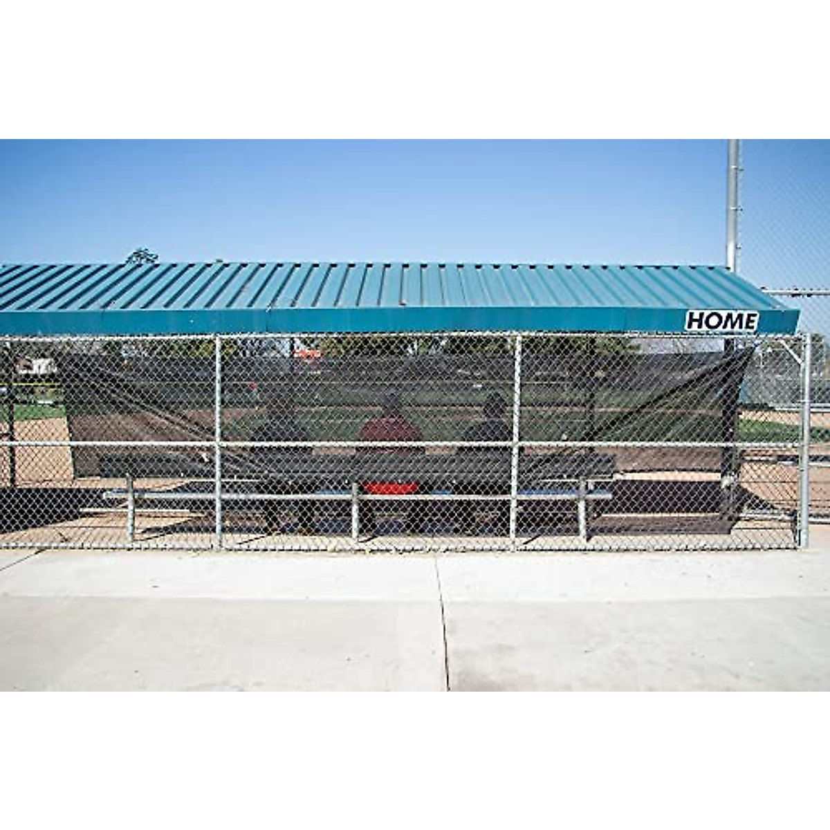 PowerNet Fence Shade Net Cover | Portable Baseball Softball Dugout Sun Screen | 18.75 FT x 7 FT | Blocks Sun to Keep Players Cool | Easily Attach to Any Chain Link Fence with Included Bungee Ball Ties