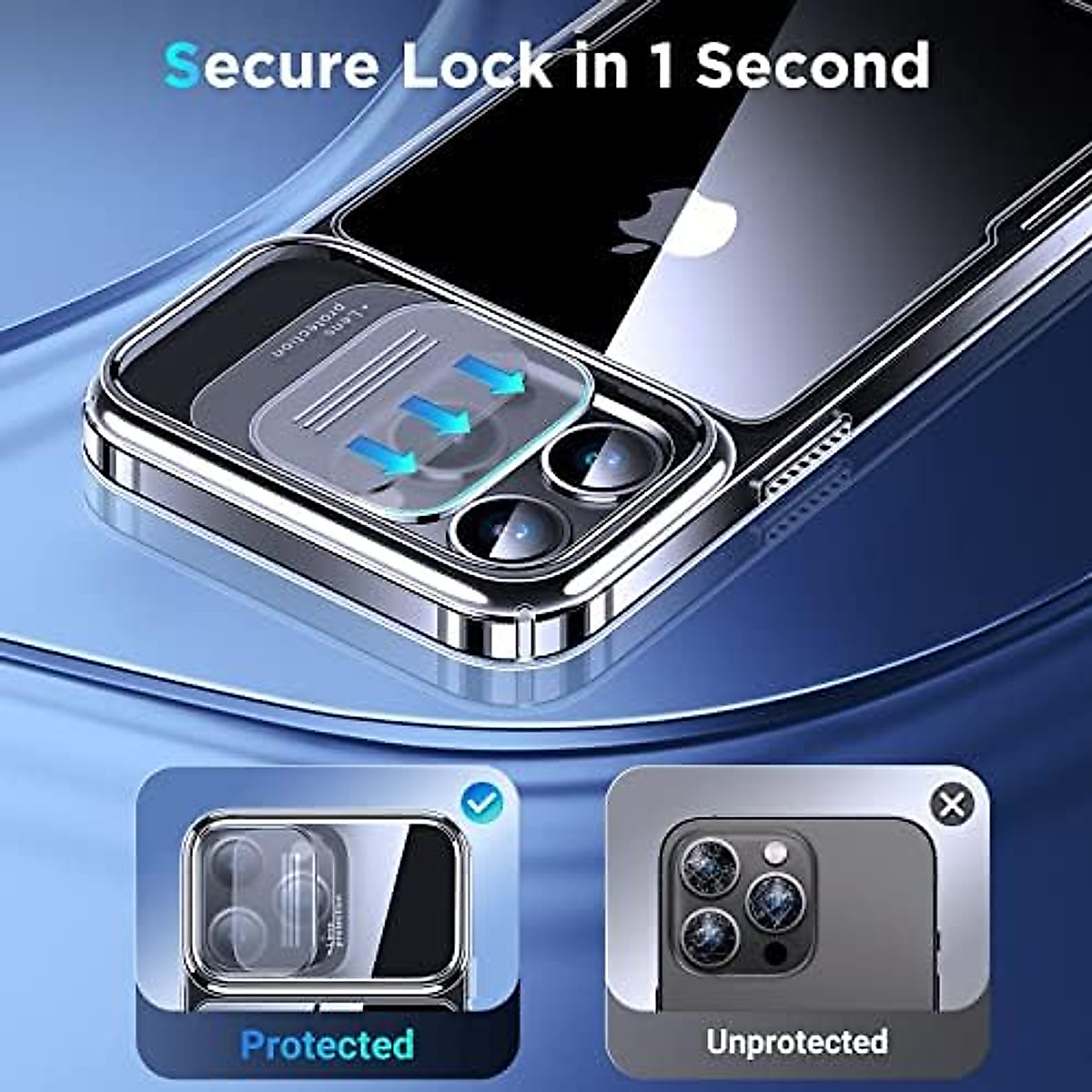 Simtect Designed for iPhone 14 Pro Max Case with Sliding Camera Cover, Shockproof & Military-Grade Protective Transparent Phone Case for iPhone 14 Pro Max 6.7 inch - Clear