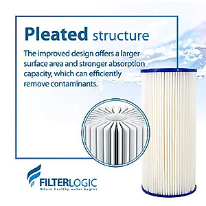 Filterlogic FXHSC 10" x 4.5" Whole House Pleated Sediment Filter, Replacement for GE FXHSC, Culligan R50-BBSA, Pentek R50-BB, DuPont WFHDC3001, American Plumber W50PEHD, GXWH40L, Pack of 2