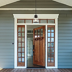 Globe Electric 44231 1-Light Outdoor Pendant, Bronze, Oil Rubbed Finish, Clear Seeded Glass Shade, Vintage Edison LED Bulb Included, E26 Base Socket, Porch Light, Ceiling Hanging Light Fixture