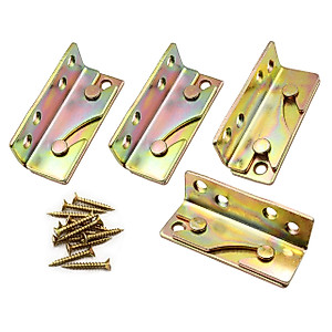 LBY Bed Rail Brackets, Heavy Duty Non-Mortise Bracket Fastener, Bed Buckle Lock, Bed Rail Fittings, Invisible Bed Connector, (a Set of 4 Pay),with Screws