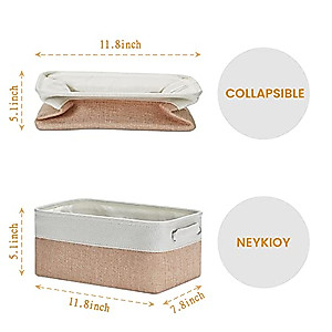 Neykioy Small Storage Bins 6 Pack Pink Storage Basket, Fabric Baskets for Closet Home, Rectangular Storage Baskets with Handles(11.8" L x 7.8" W x 5.1" H- White&Pink)