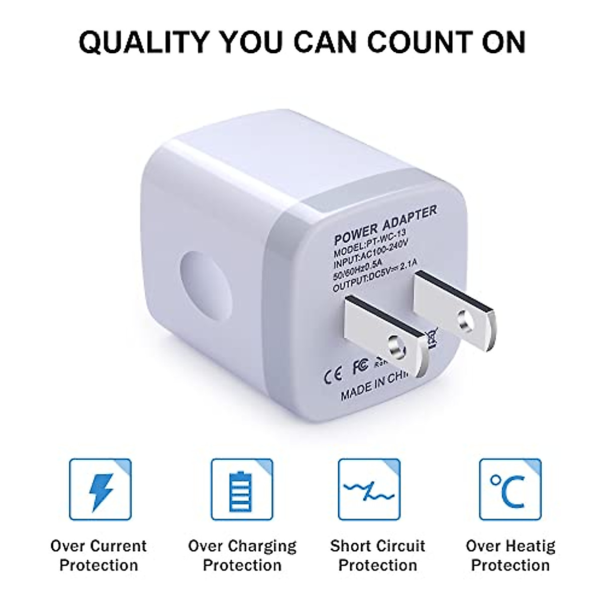 Fast Charging Block,GiGreen 5Pack Dual Port USB Outlet Plug 2.1A USB Wall Charger Power Cubes Compatible iPhone 14/13 Pro Max/12/11/XS/8/SE,Samsung A14/A13 5G/S23/S21 FE/A23/A53/S22/S20/S10,Pixel 7/6a