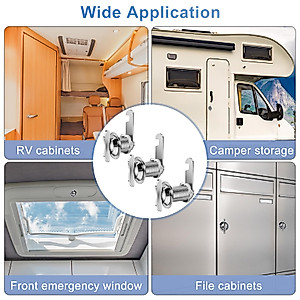 Thumb Operated Offset Cam Lock, 1-1/8” Cylinder Fits on 7/8” Max Door Thickness, Non-Locking Replacement Lock for RV Compartment Camper Storage, Cabinets,Drawers (1-1/8 Inch 3Pack)