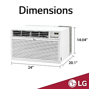 LG 9,800 BTU Through the Wall Air Conditioner, 230/208V, Cools up to 440 Sq. Ft. for Bedroom, Living Room, Apartment,, with Remote, 3 Cool & Fan Speeds, Wall AC Unit, White