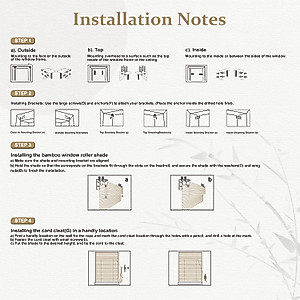 Cordless Bamboo Blinds Roman Shades Natural Weave Bamboo Roll Up Bamboo Blinds for Indoor Windows Home and Garden Easy Installation 30W*72L