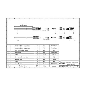 1 Pair Black + Red 10AWG(6mm²) Solar Panel Extension Cable Wire Connector Solar Adaptor Cable with Female and Male Connectors (1 FT)