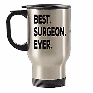SpreadPassion Surgeon Travel Mug - Best Surgeon Ever Travel Insulated Tumblers- Plastic Orthopedic Cardiac - Funny Gift Idea - Novelty Gifts Presents - Christmas Birthday For Women Or Men