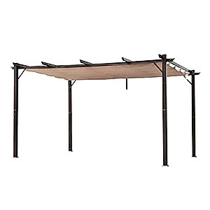 Outsunny 10' x 13' Outdoor Retractable Pergola Canopy, Aluminum Patio Pergola, Backyard Shade Shelter for Porch Party, Garden, Grill Gazebo - Brown