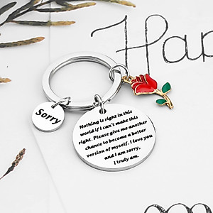 UJIMS Apology Gift Sorry Keychain with Roses Charm I Love You And I Am Sorry for Him Her Forgive Me Jewelry (Apology Keychain)