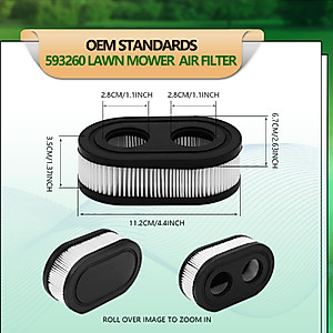 IRONHIT (2 Pack) 593260 798452 Air Filter, 593260 798452 334404 Lawn Mower, Replace for 4247 5432 5432k 09P00 09P702, 500 500ex 550ex 625e 675ex 725exi Series Engines, Fit for TB110 TB200 TB230 (2)