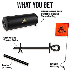 SÄKER Heavy Duty Tie Out Stake - Strongest Dog Anchor Holds 2 Large Dogs Over 180lbs | Premium Dog Stake for Peace of Mind in The Yard, Camping or at The Beach. Use Any Dog Tie Out or Dog Lead