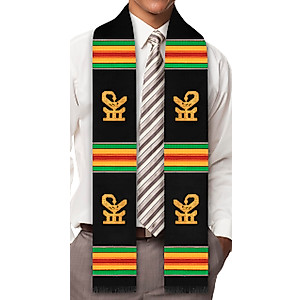 ADVANSYNC Kente Cloth Stole Black (Sankofa Bird Black)