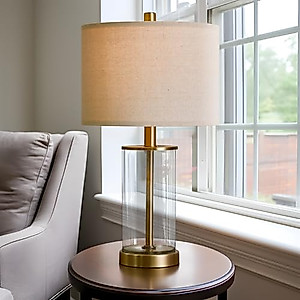 USumkky 20'' Glass Table Lamps Set of 2 for Bedroom Living Room,Gold Glass Bedside Lamps for Nightstands with USB Ports and AC Outlets(Bulbs not Included)