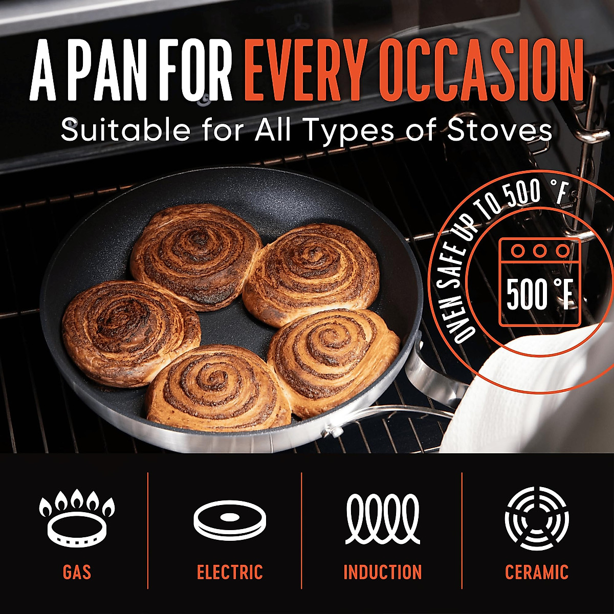 Emura Professional 10 inch Non Stick Frying Pan | Cookware Aluminum Nonstick Coating Skillet | PFOA and PTFE free, Scratch Resistant, Induction & Oven Safe Cooking | All stovetops