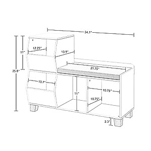 RiverRidge Kids Catch-All Toy Storage Organizer Bench with Cubbies & Toy Bins for Playroom Storage - Cubby Storage Organizer