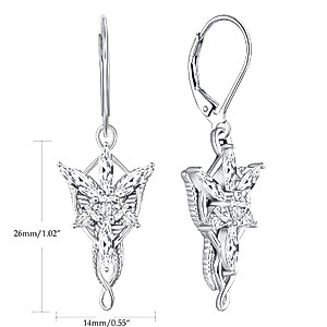 JO WISDOM Women Arwen Evenstar Earrings,925 Sterling Silver Leverback Dangle & Drop Earrings with 5A Cubic Zirconia,Elvish Jewelry for Women