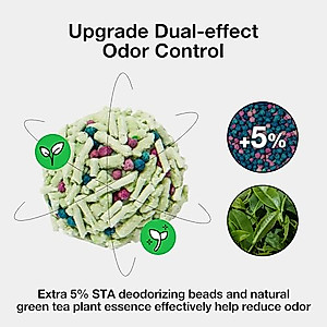 VETRESKA Tofu Cat Litter,Natural Kitty Litter Strong Clumping Flushable Cat Litter Pellets Ultra Absorbent Deodorant Tofu Litter,Dust-Free,Low Tracking,Eco-Friendly,Green Tea(5.5lb×1bag)