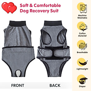Idepet Dog Recovery Suit for Dogs After Surgery,Onesie Dogs Surgery Suit Female Male Soft Breathable Pet Bodysuit E-Collar & Cone Alternative Surgical Spay Suit Abdominal Anti Licking Wounds (M)