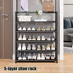 AriceHou 5-Tier Coat and Shoe Rack,Entryway Coat Rack Hallway Bench Storage Organizer with 8 Hooks and Side cloth for Living Room,Bedroom,Office Hall Trees