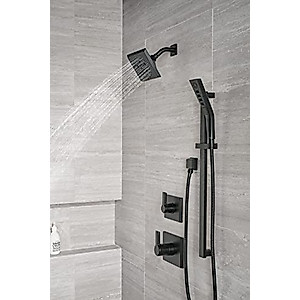 Delta Faucet Pivotal 3-Setting Matte Black Shower System Including Black Shower Head, Slide Bar Handheld Shower, Shower Handle, Shower Diverter and Shower Valve Kit, Delta Shower Trim Kit, Matte Black