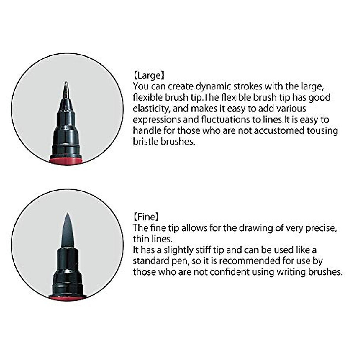 Kuretake FUDE PEN NIHON-DATE KABURA Brush Pen (No.55), Double-sided hard and soft brush tip pen for lettering, calligraphy, art, writing, sketching and inking illustration. AP-Certified, Made in Japan