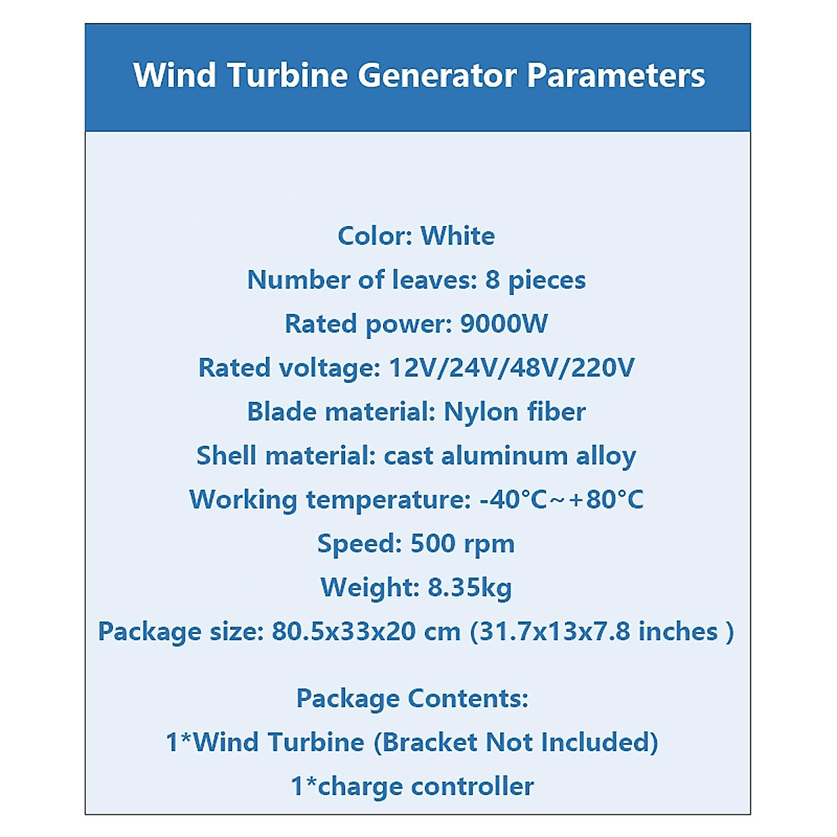 9000W Wind Turbine Generator Kit, 8 Blades Wind Power Generator with MPPT Charge Controller 12V/24V/48V/220V Home Use Windmill Energy Small Wind Turbines (Color : 220V)