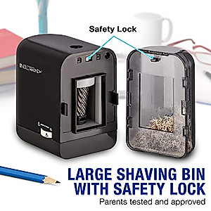 Electric Pencil Sharpener - Includes Drawing Tutorials Online Library. Portable Heavy Duty Multi Powered AC Plug in and Battery Operated. for Artist, Art Classroom, Office, Small Kids