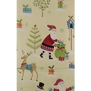 Santa's Christmas Day Vinyl Flannel Back Tablecloth (60" x 84" Oblong)