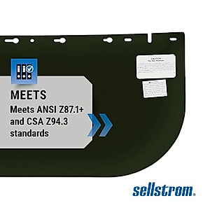 Sellstrom Face Shield Replacement Window for 390 Series Safety Face Shields, 8"x16"x 0.04", Uncoated Acetate, Dark Green Tint, S35120
