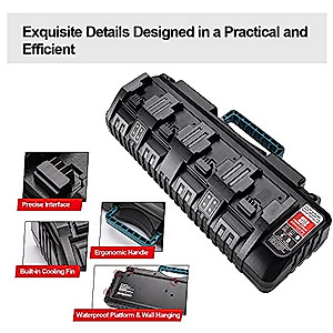 for M18 Battery Charger 4-Ports, WaxPar M18 Rapid Battery Charger 48-59-1804 Compatible with Milwaukee 18V XC Lithium Ion Battery 48-11-1850 48-11-1840 48-11-1815 48-11-1828
