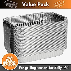 SHINESTAR 40-Pack Drip Pans for Weber, Grill Accessories for Weber Genesis, Spirit, Q Series, Disposable Aluminum Foil Grease Tray Liners, 8.5 x 6 Inch